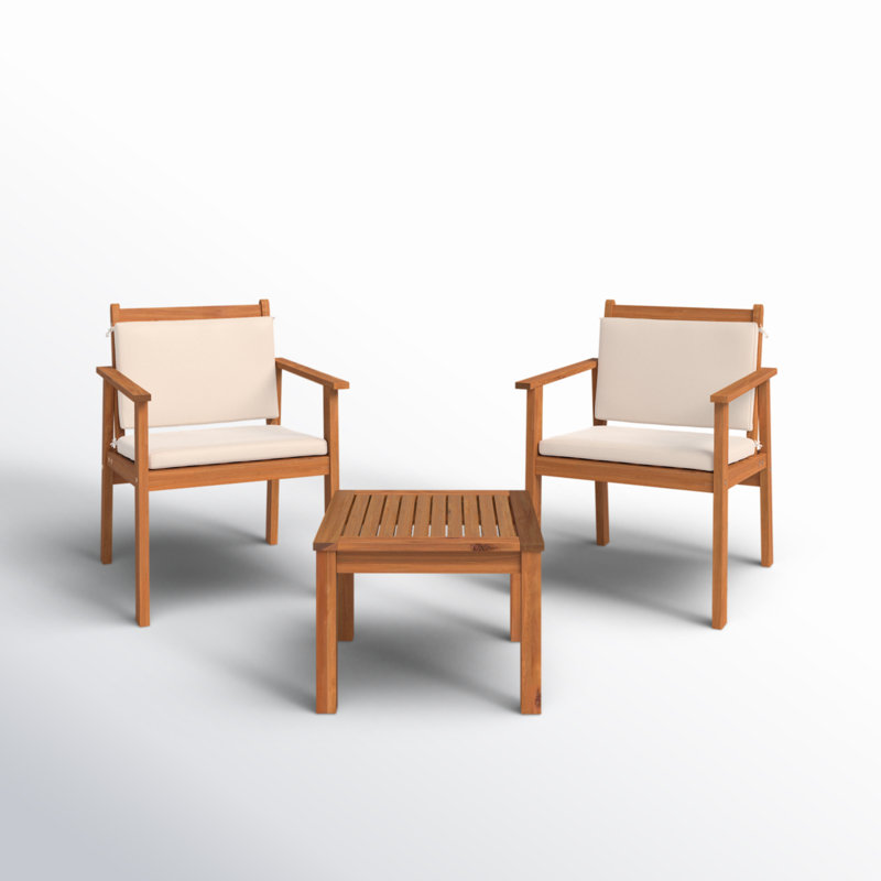 Beachcrest Home™ Koval 3 Pieces Acacia Wood Outdoor Conversation Set & Reviews | Wayfair